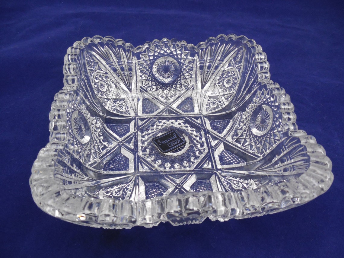 Imperial Glass Bowl by Lenox Sawtooth & Hobstar Pattern - Etsy