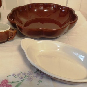 Hall Brown Restaurant Ware, 7 Piece Assorted Serving Pieces, 3 Teapots ...