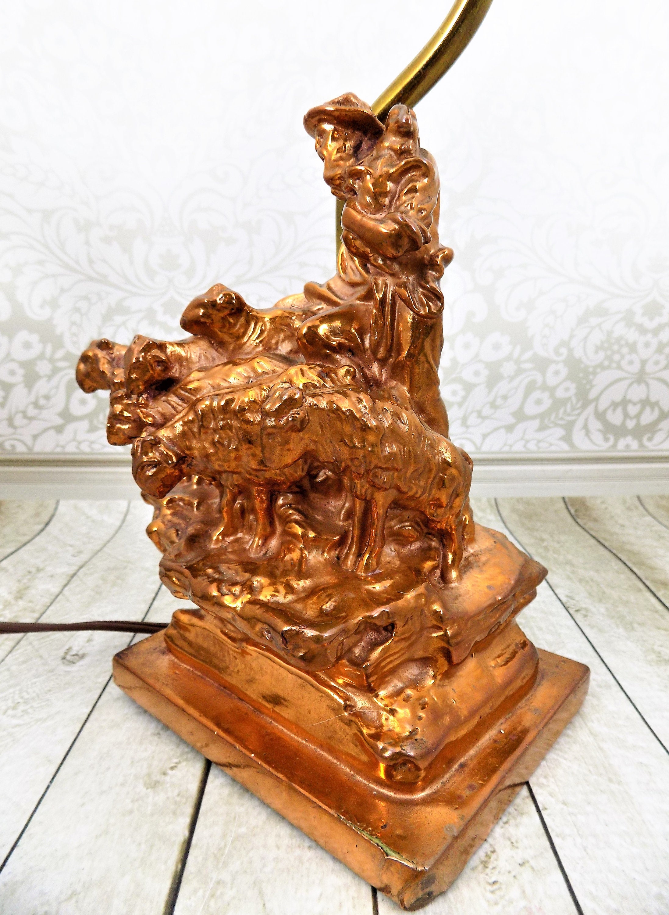 Copper Clad Lamp Shepherd and Sheep Table Lamp Caring - Etsy