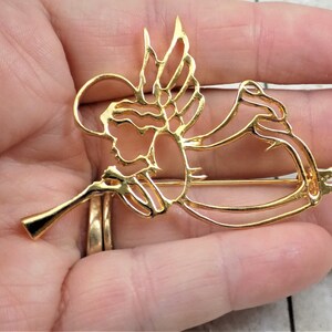 Avon Trumpeting Angel Pin Flying Angel Wings of Gold - Etsy