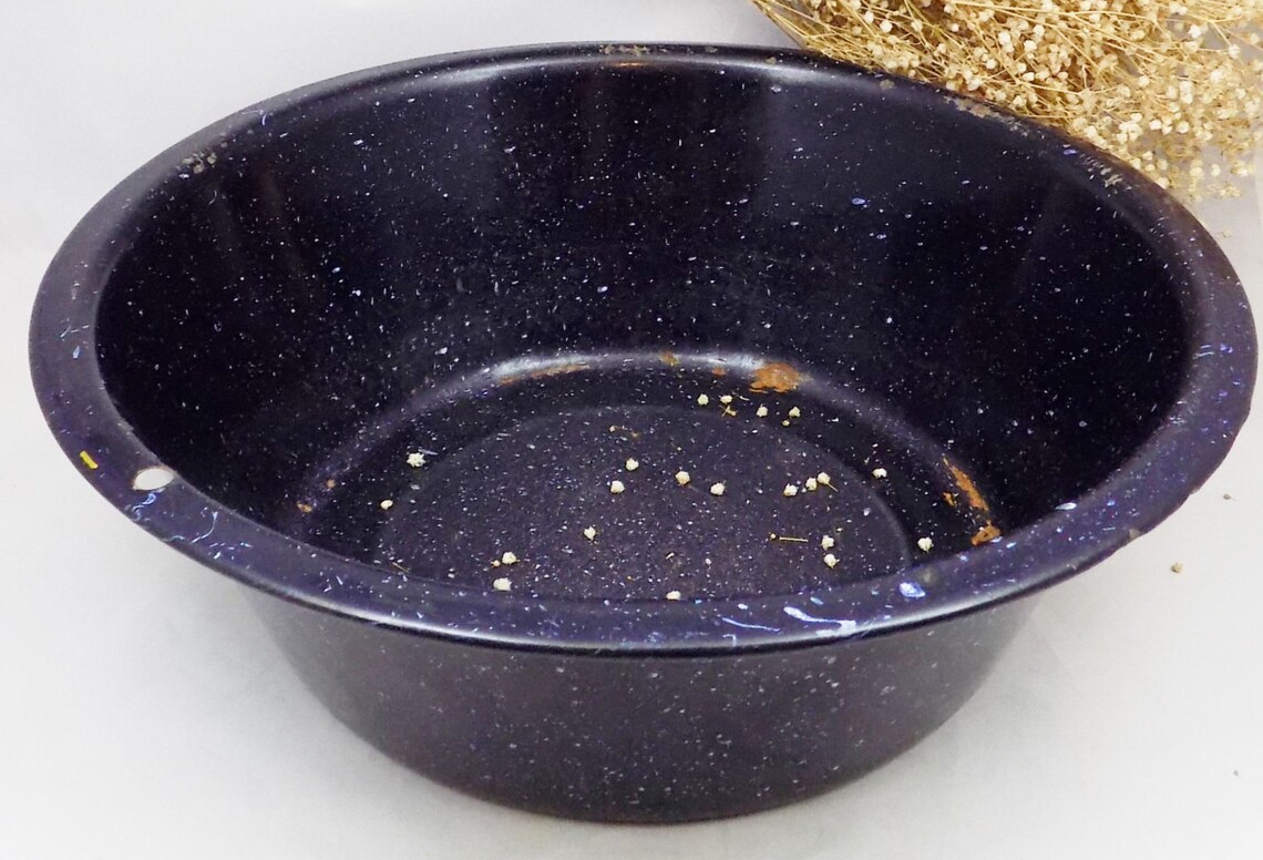 Dark Blue Graniteware Pan Rustic Chippy and Rusty in Spots - Etsy
