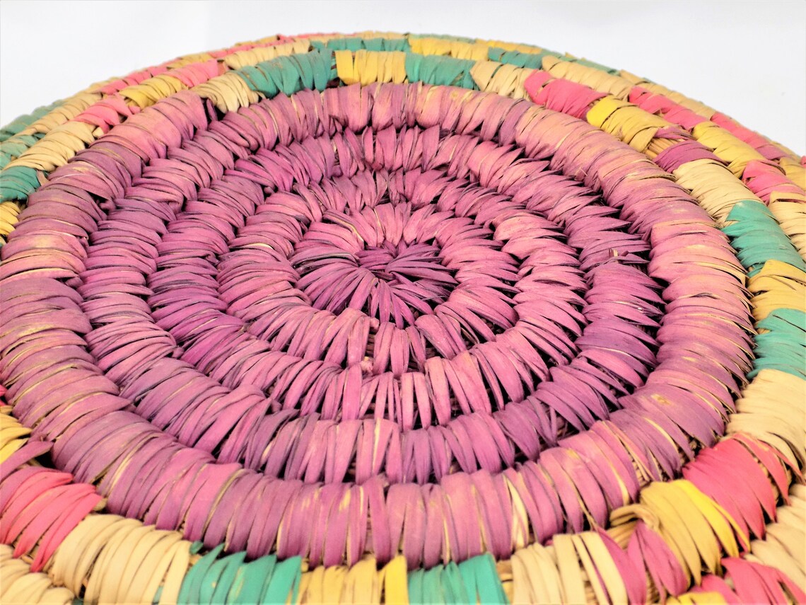 Panama Woven Basket Colorful Fiber Weave 1940s Travel | Etsy