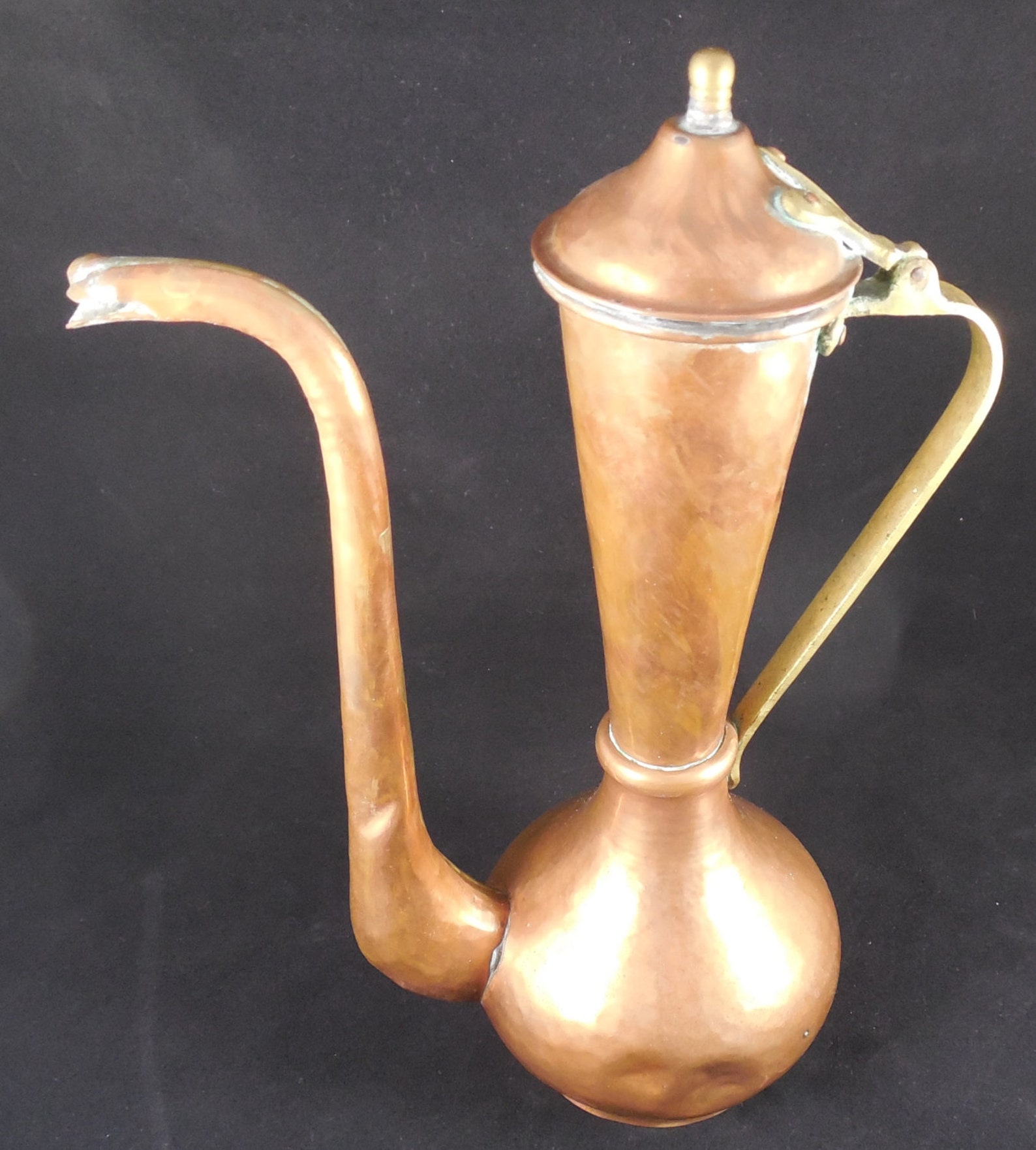 Imperial Russian Copper Coffee Pot 13", Hand Hammered Copper and Brass ...