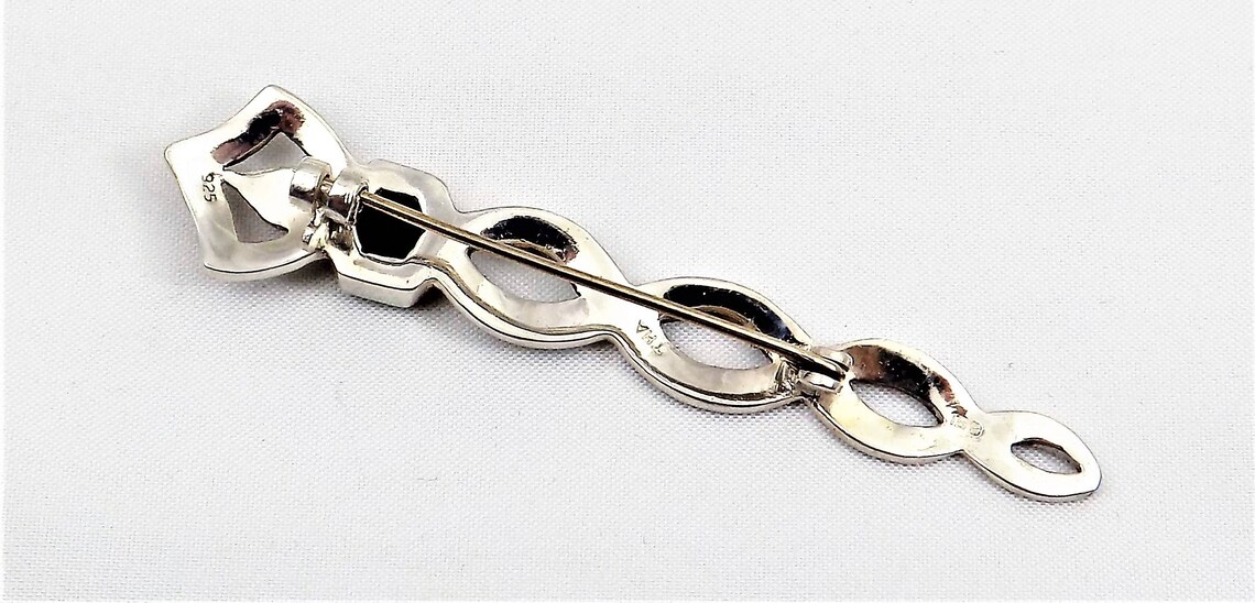 IBB Sterling Marcasite Bar Brooch THA Silver and Black - Etsy