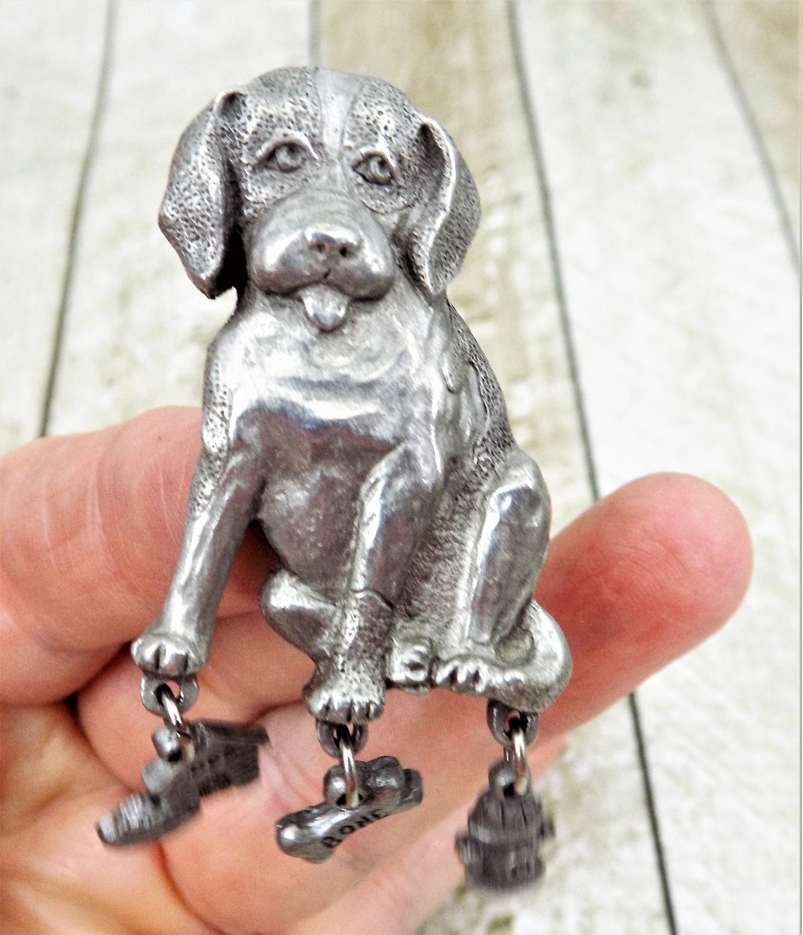 Pewter Puppy Dog Brooch Labrador Puppy Doghouse Bone - Etsy