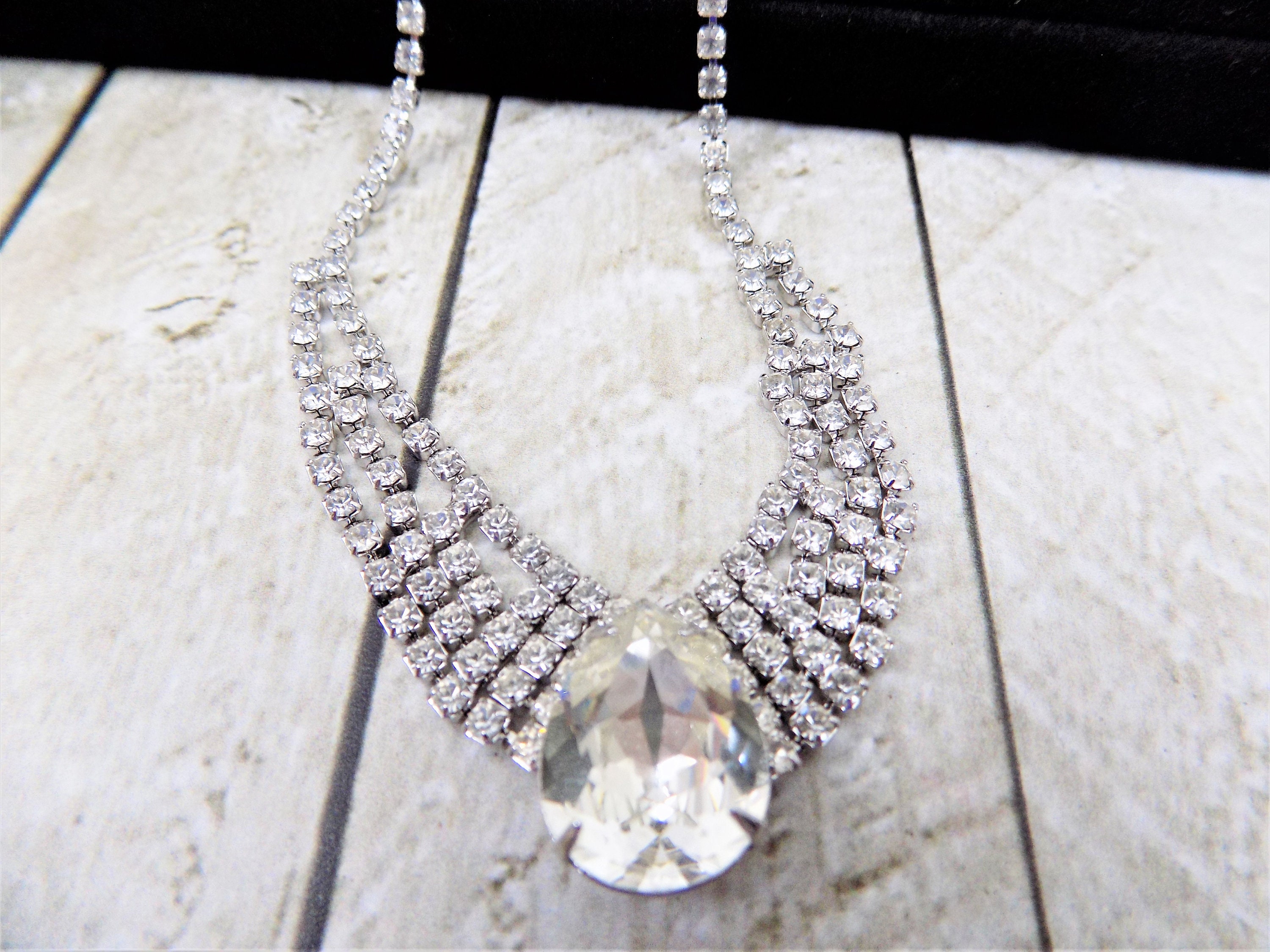 Eisenberg Ice Necklace Clear Crystal Stones Wedding Jewelry | Etsy