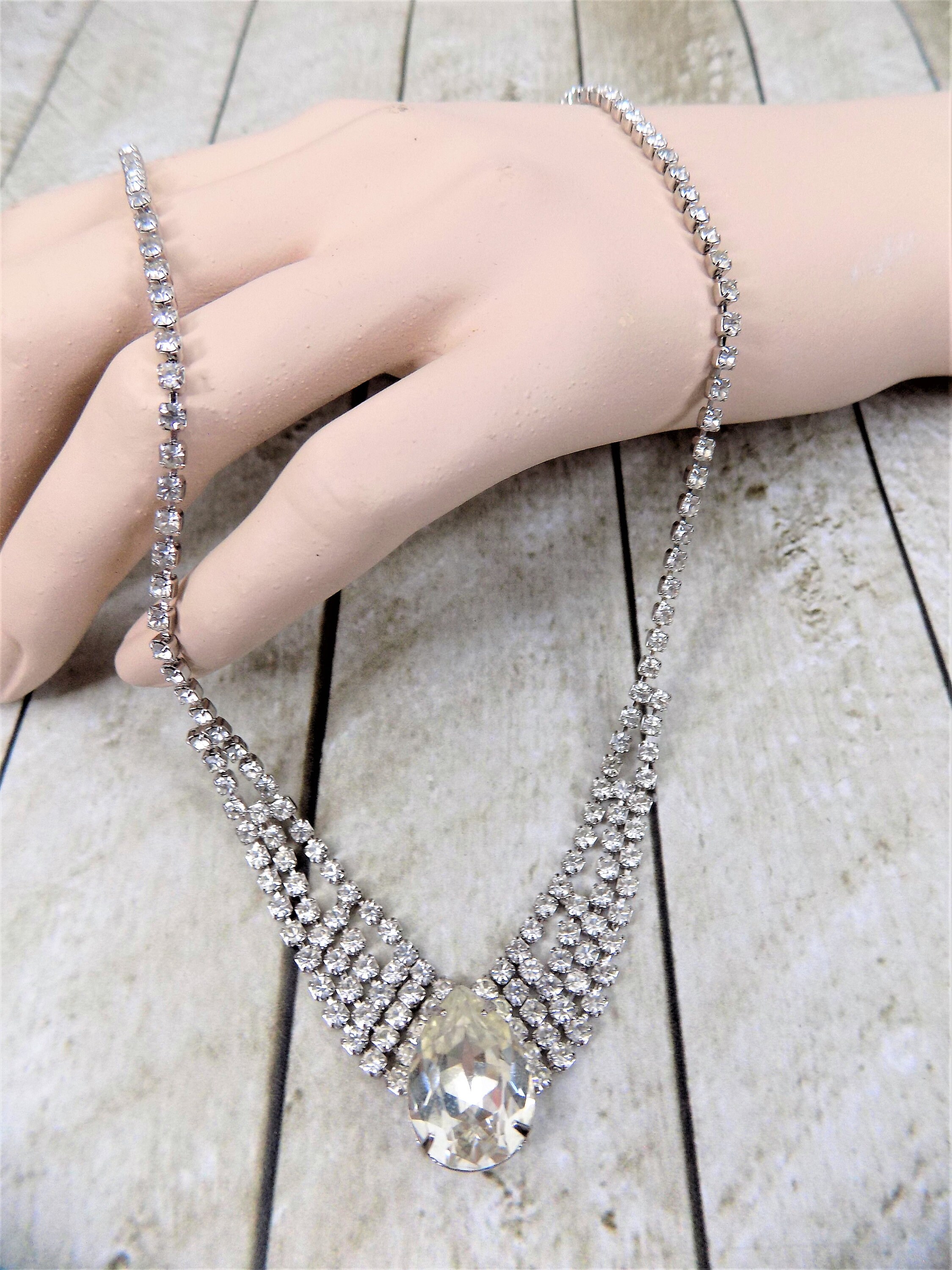 Eisenberg Ice Necklace Clear Crystal Stones Wedding Jewelry | Etsy