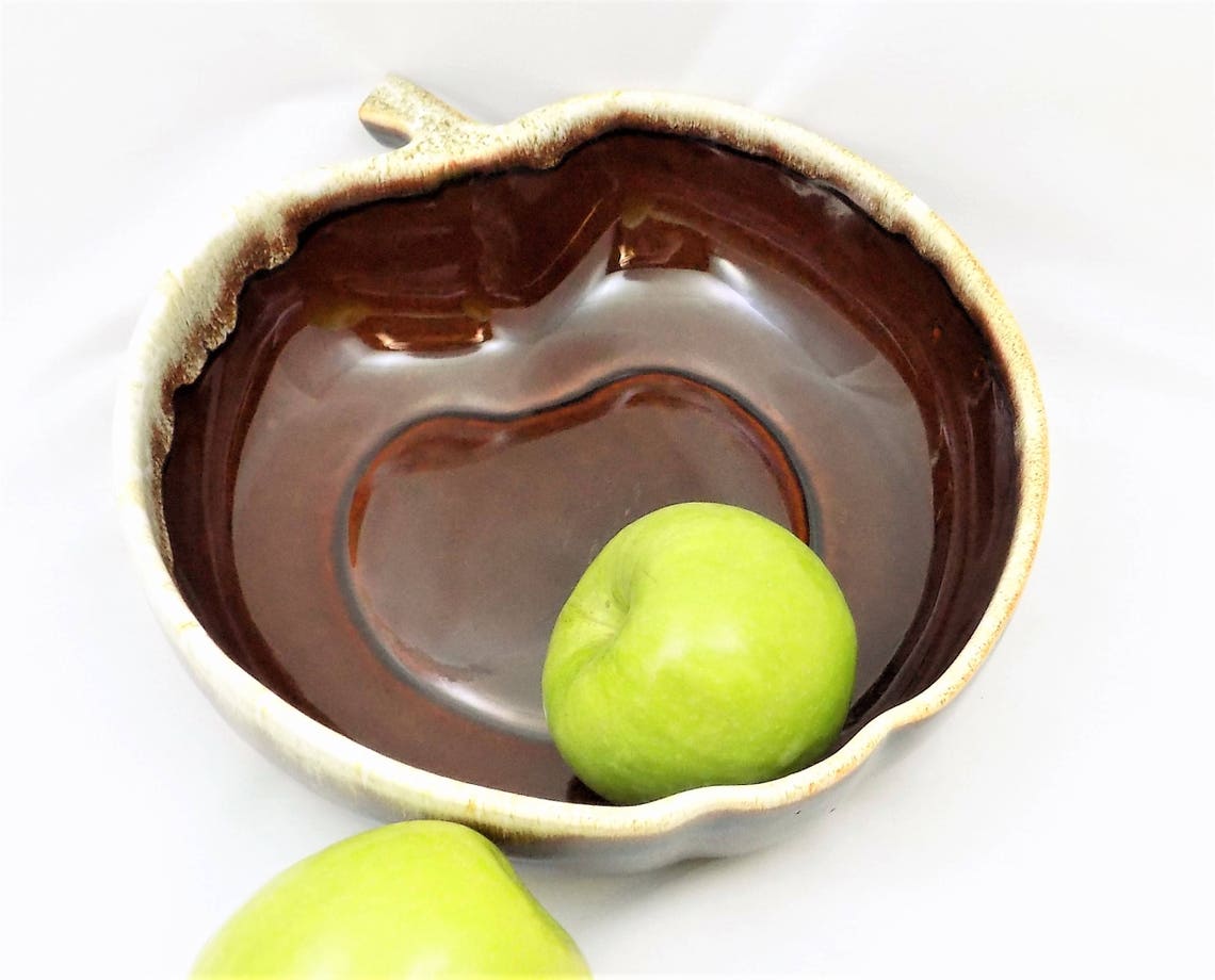 Brown Ceramic Apple Dish Apple Shape Large Apple Dish - Etsy