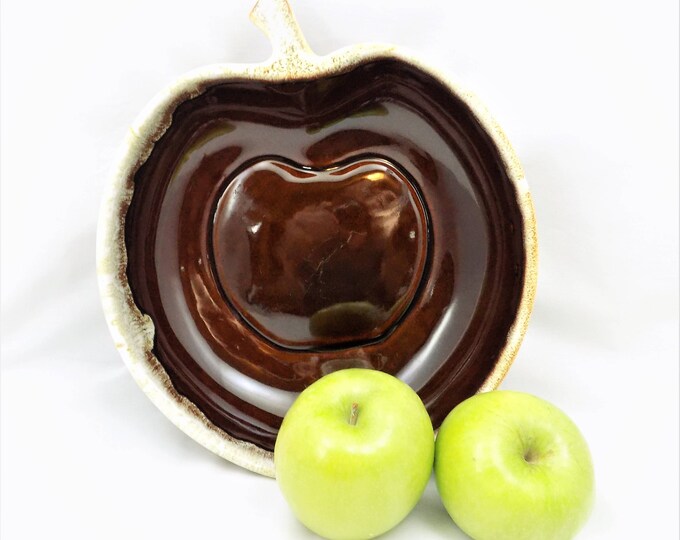 Brown Ceramic Apple Dish, Apple Shape, Large Apple Dish, Vintage ...