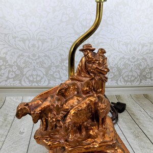 Copper Clad Lamp, Shepherd and Sheep, Table Lamp, Caring Shepherd, Mid ...