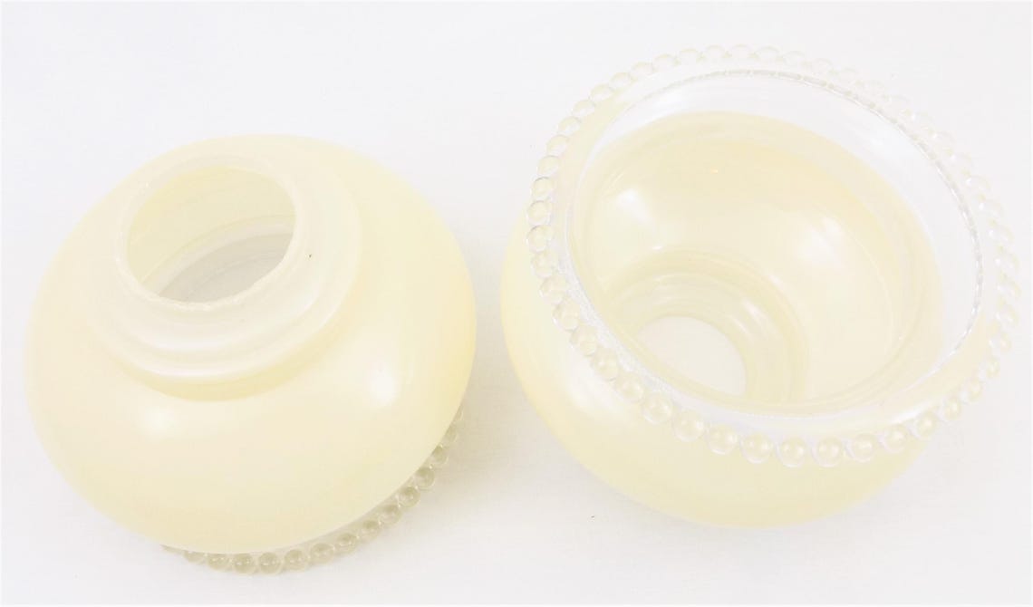 Chandelier Glass Shade Beaded Edge Cream Painted 1 - Etsy