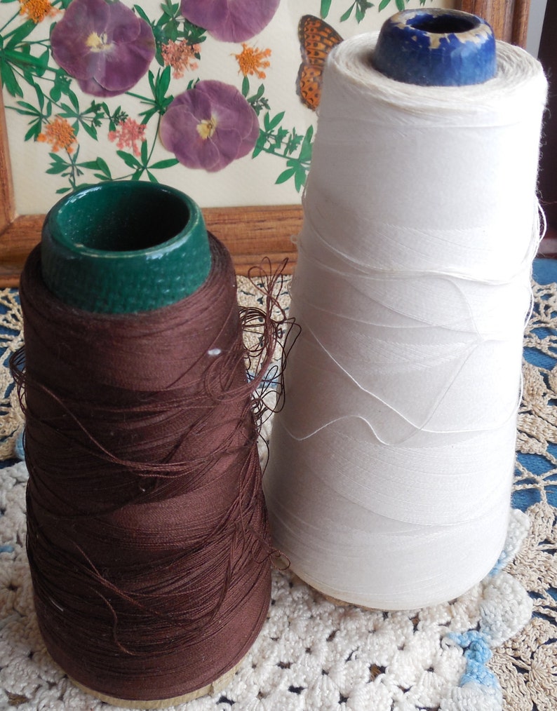 2 Large Spools of Thread-Walnut and Special White 15-Standard | Etsy