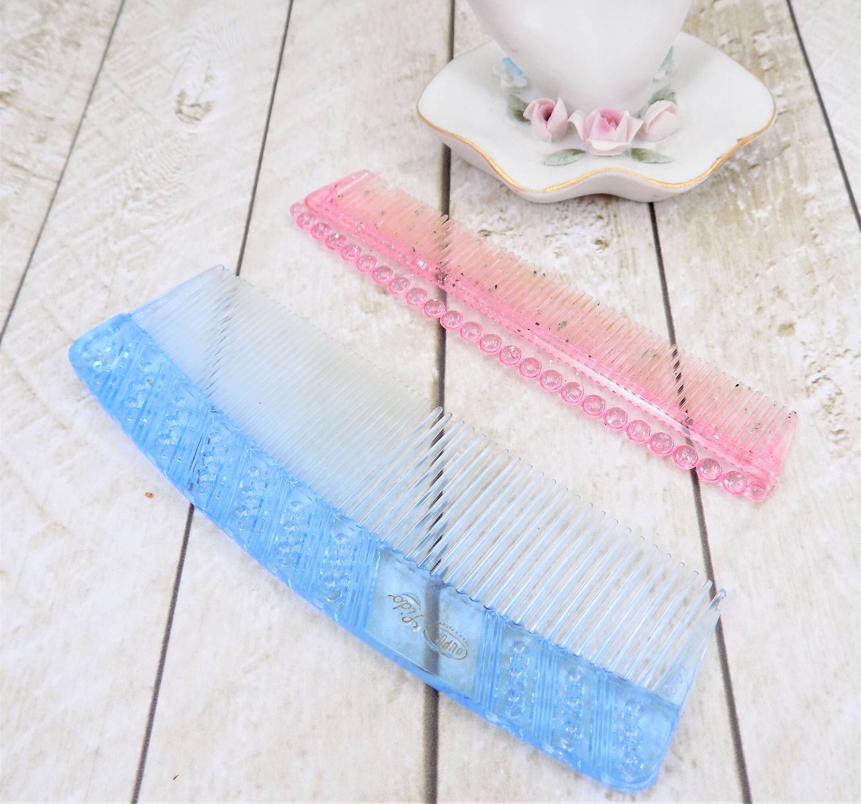 Plastic Pastel Combs 2 Pocket Combs Blue and Pink Pair of | Etsy