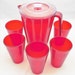 Red Plastic Pitcher With Tumblers 8 1/2 Pitcher With - Etsy