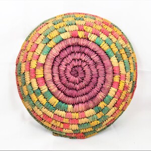 Panama Woven Basket, Colorful Fiber Weave, 1940s Travel Souvenir ...