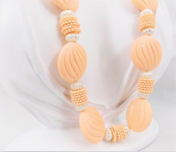 Chunky Peach Necklace Peach Discs Pearly Beads 1960s Mod | Etsy