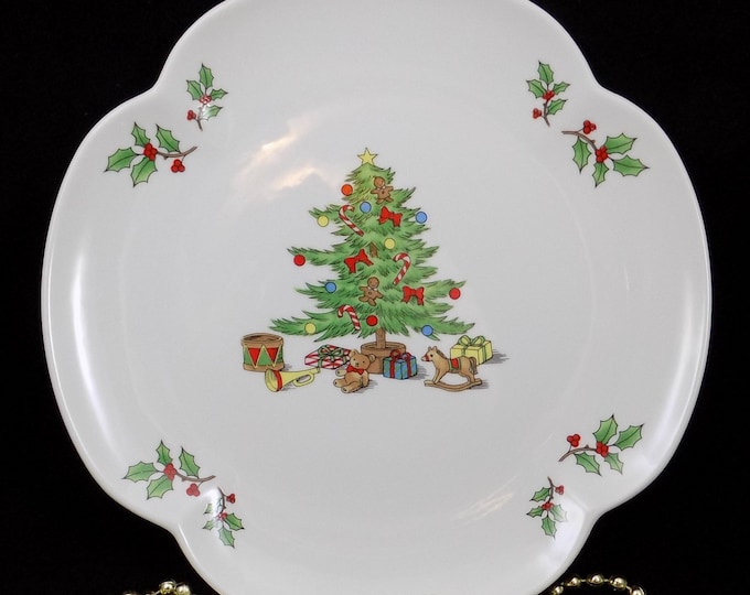 Christmas Serving Plate, Ceramic Holiday Cookie Platter With Christmas ...