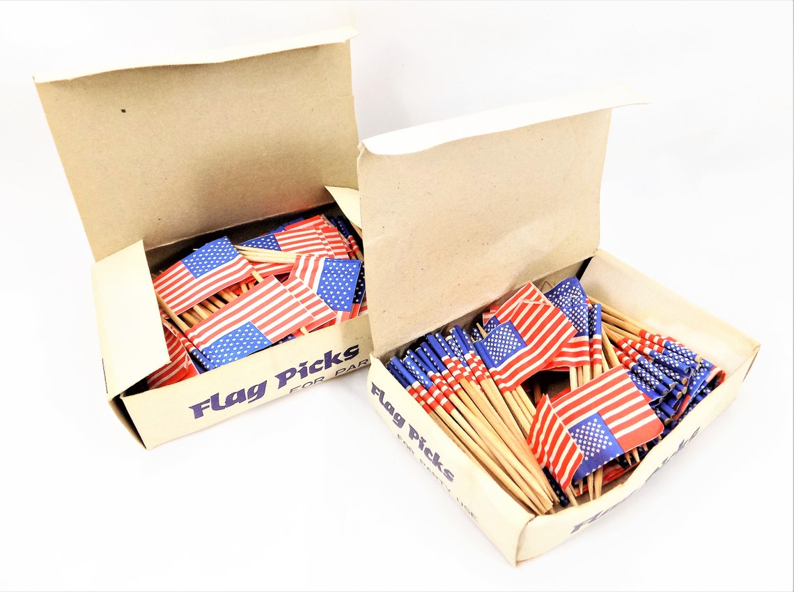 American Flag Party Picks 2 Boxes NOS Patriotic 4th of | Etsy