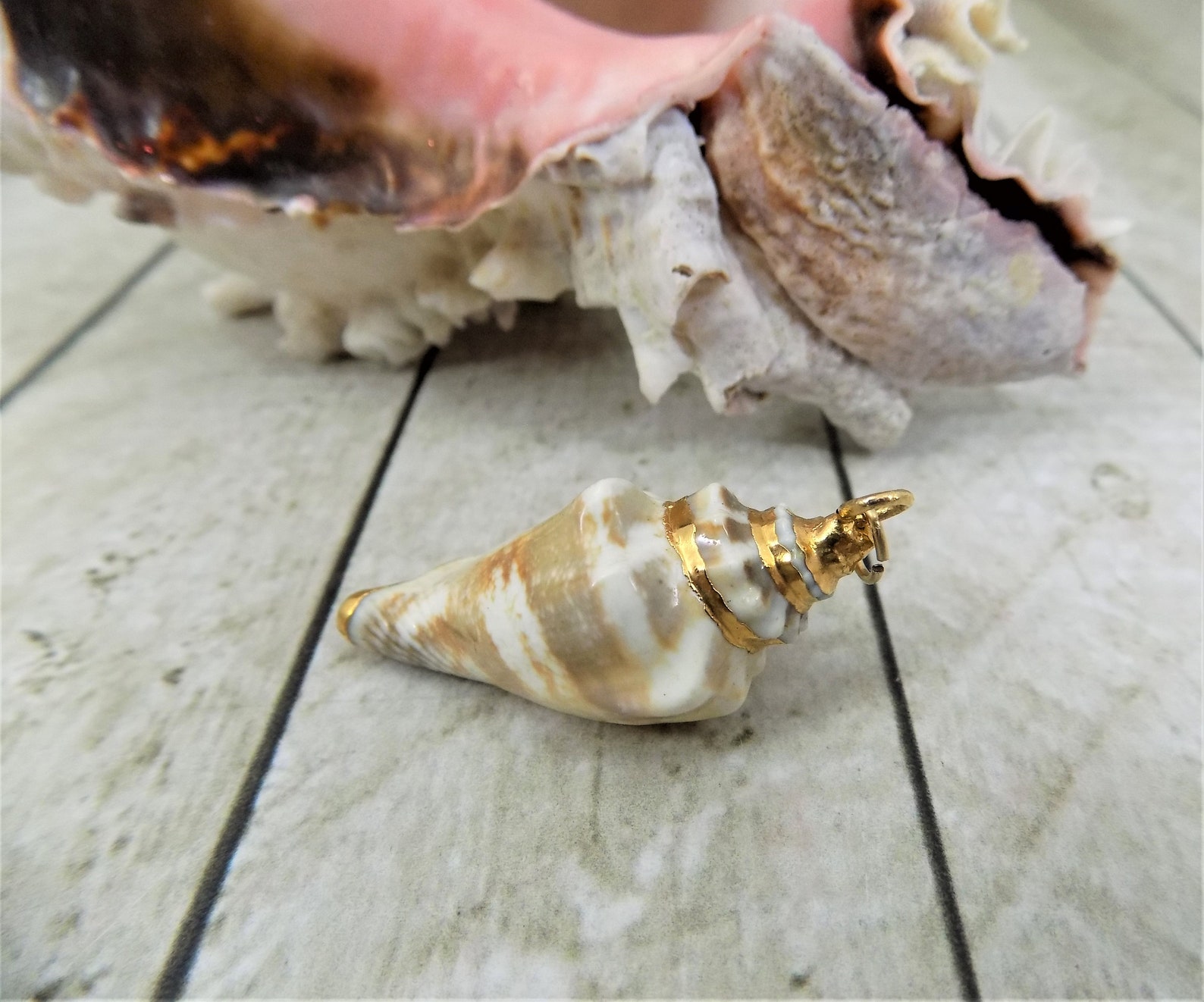 Colgante de concha dorada Concha real Joyería de verano | Etsy