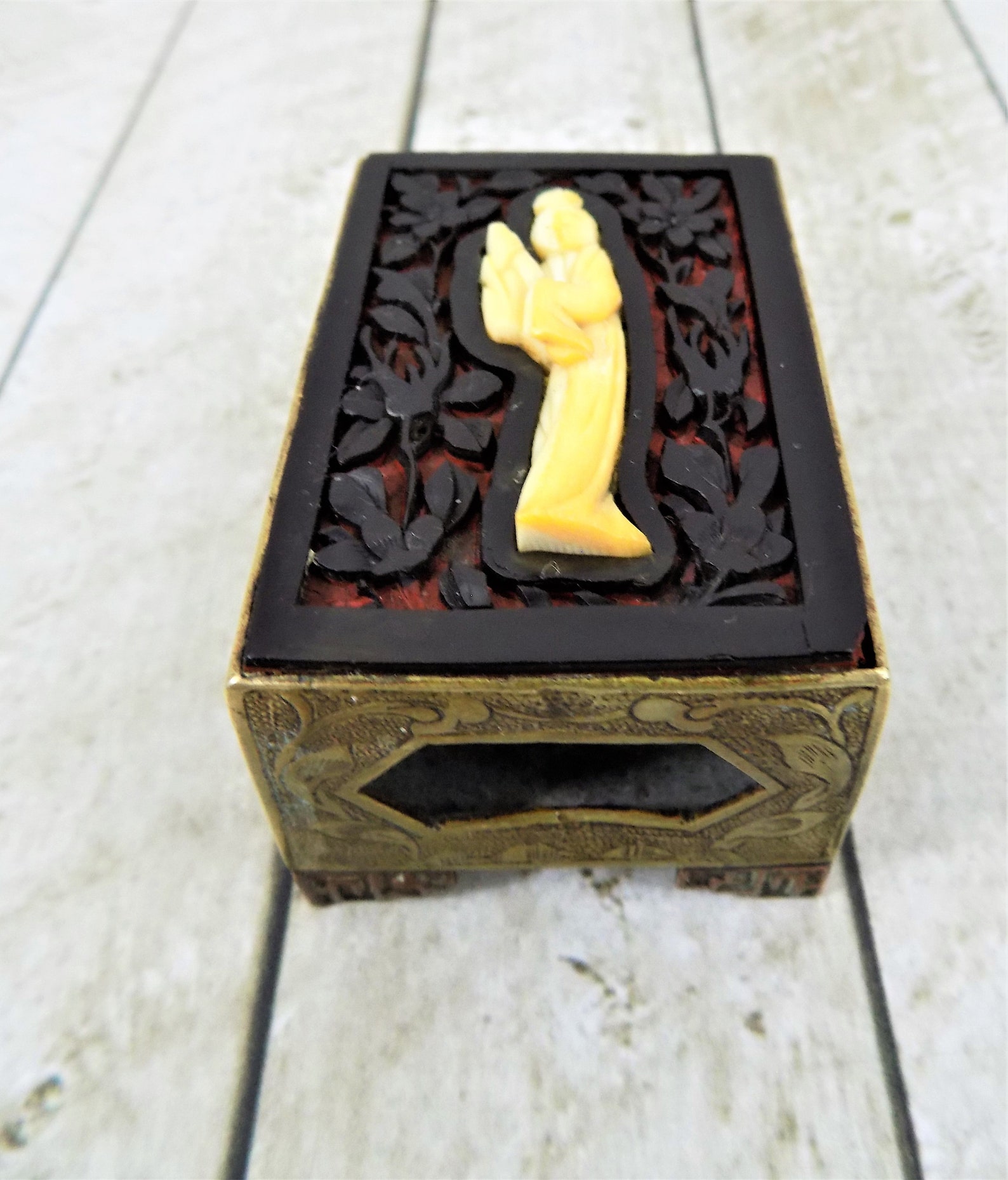 Brass Matchbox Holder. Brass and Copper Engraved Asian - Etsy