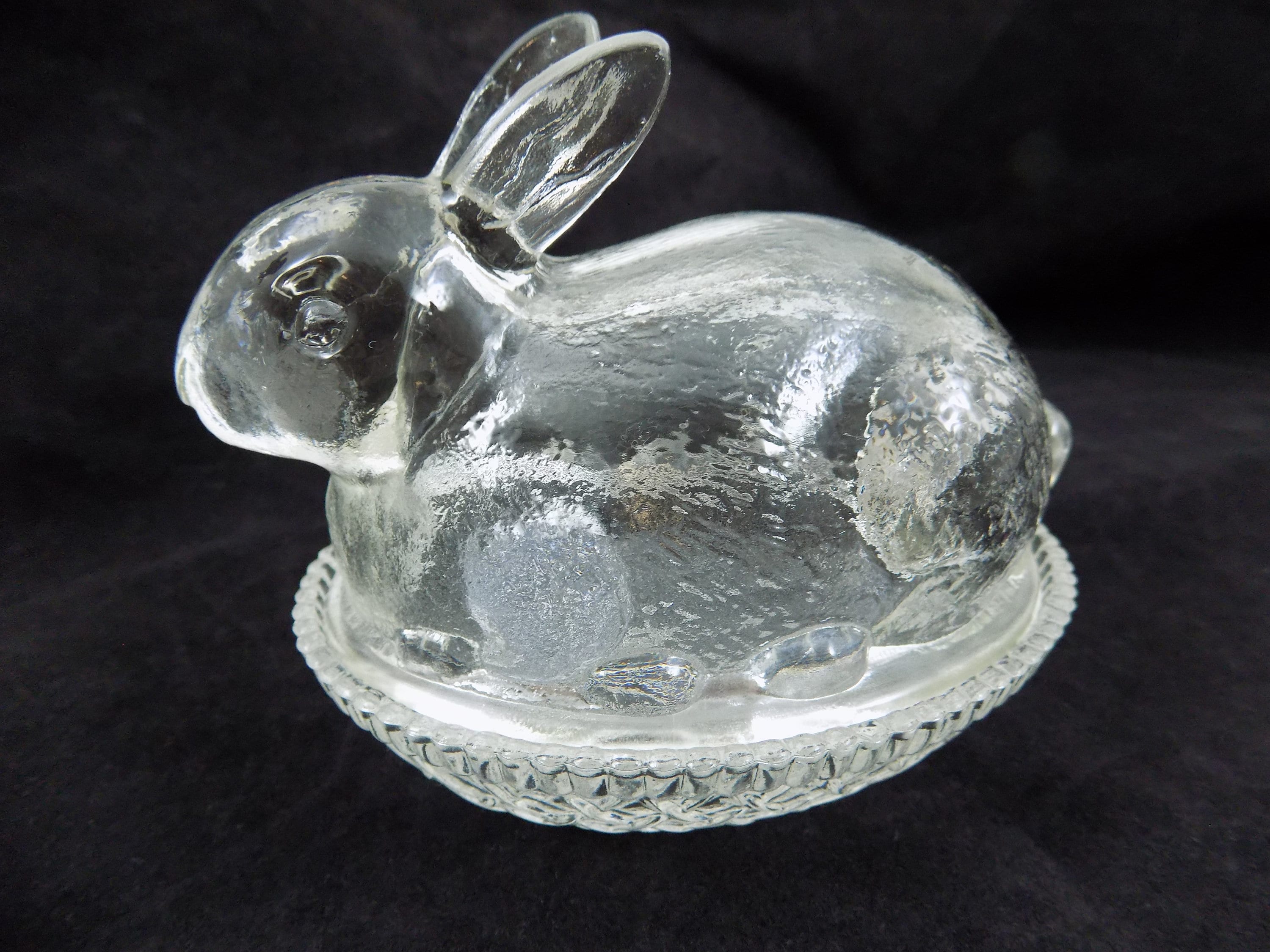Conejito de cristal en nido conejo transparente en cesta | Etsy