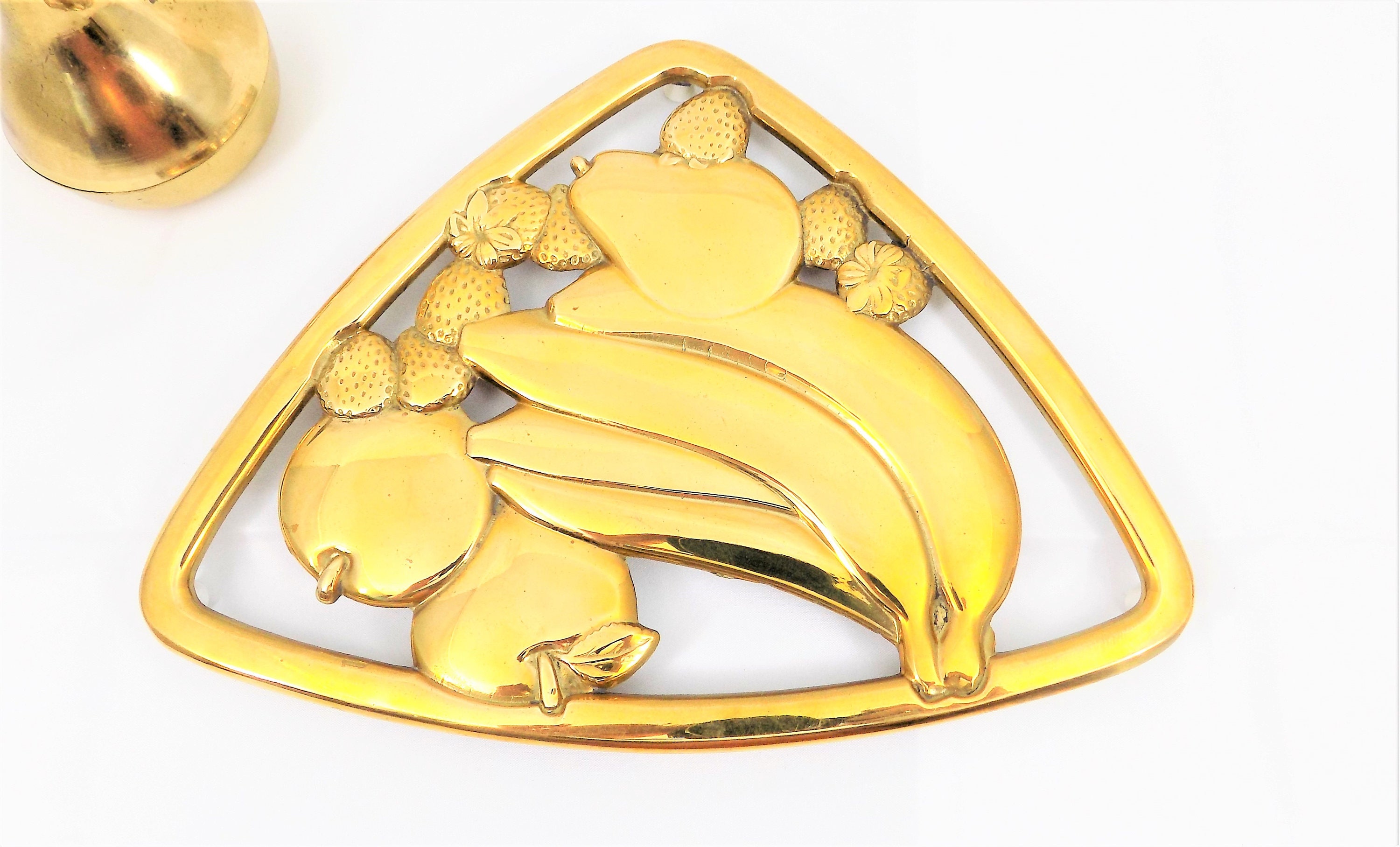 Gorham Brass Trivet Fruit Triangle Made in Italy 1983 | Etsy