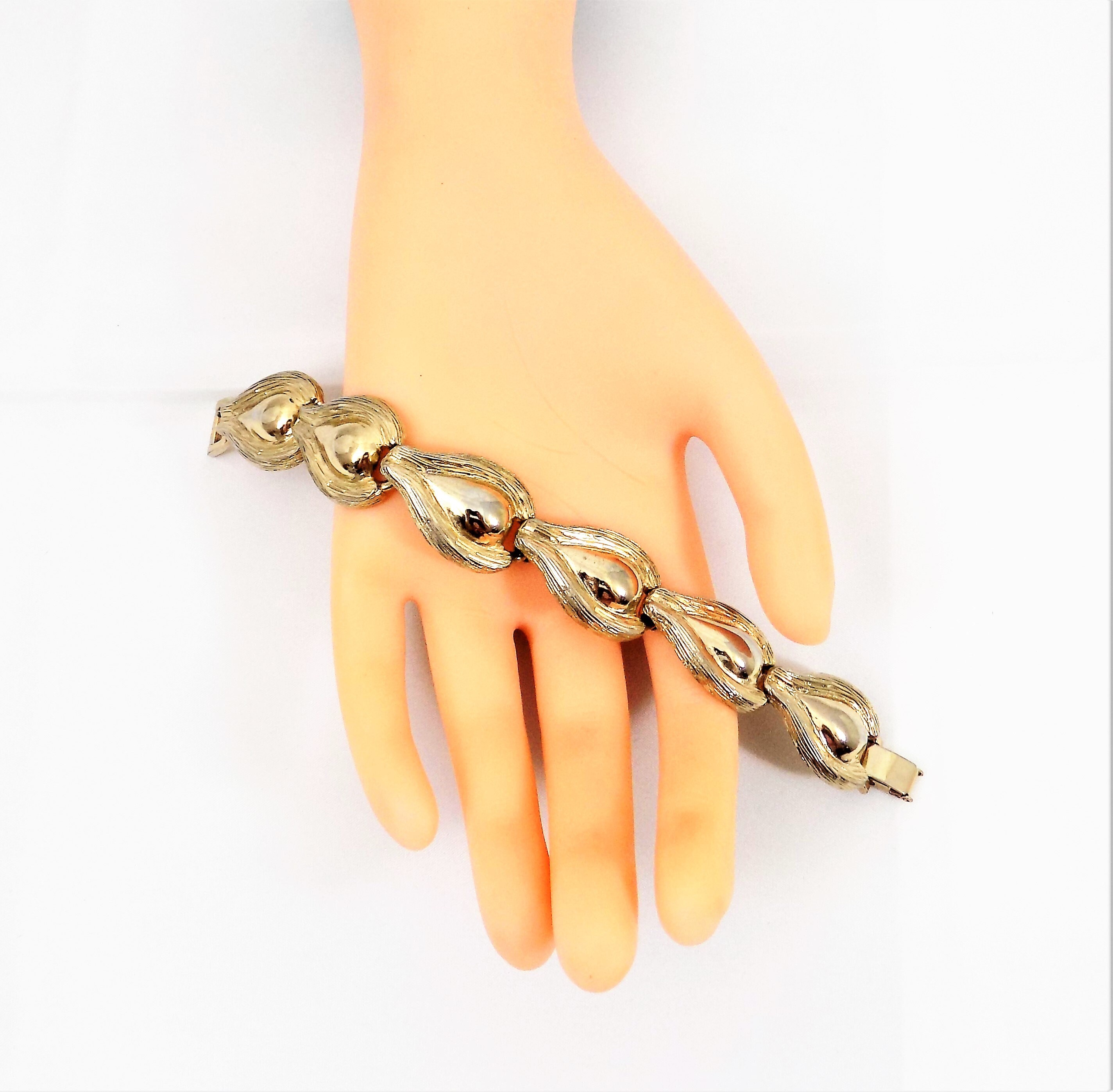 Bergere Link Bracelet Gold Tone Petals Vintage Jewelry - Etsy