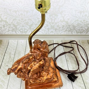 Copper Clad Lamp, Shepherd and Sheep, Table Lamp, Caring Shepherd, Mid ...