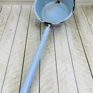 Blue Enamel Ladle, Vintage Enamelware, Round Ladle, Water Dipper ...