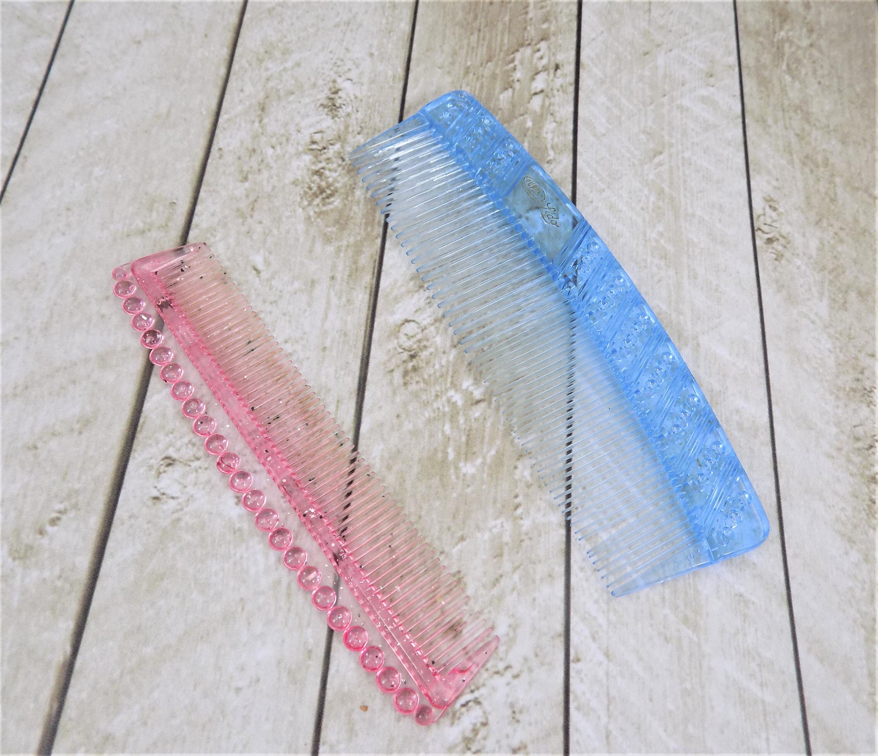 Plastic Pastel Combs 2 Pocket Combs Blue and Pink Pair of | Etsy