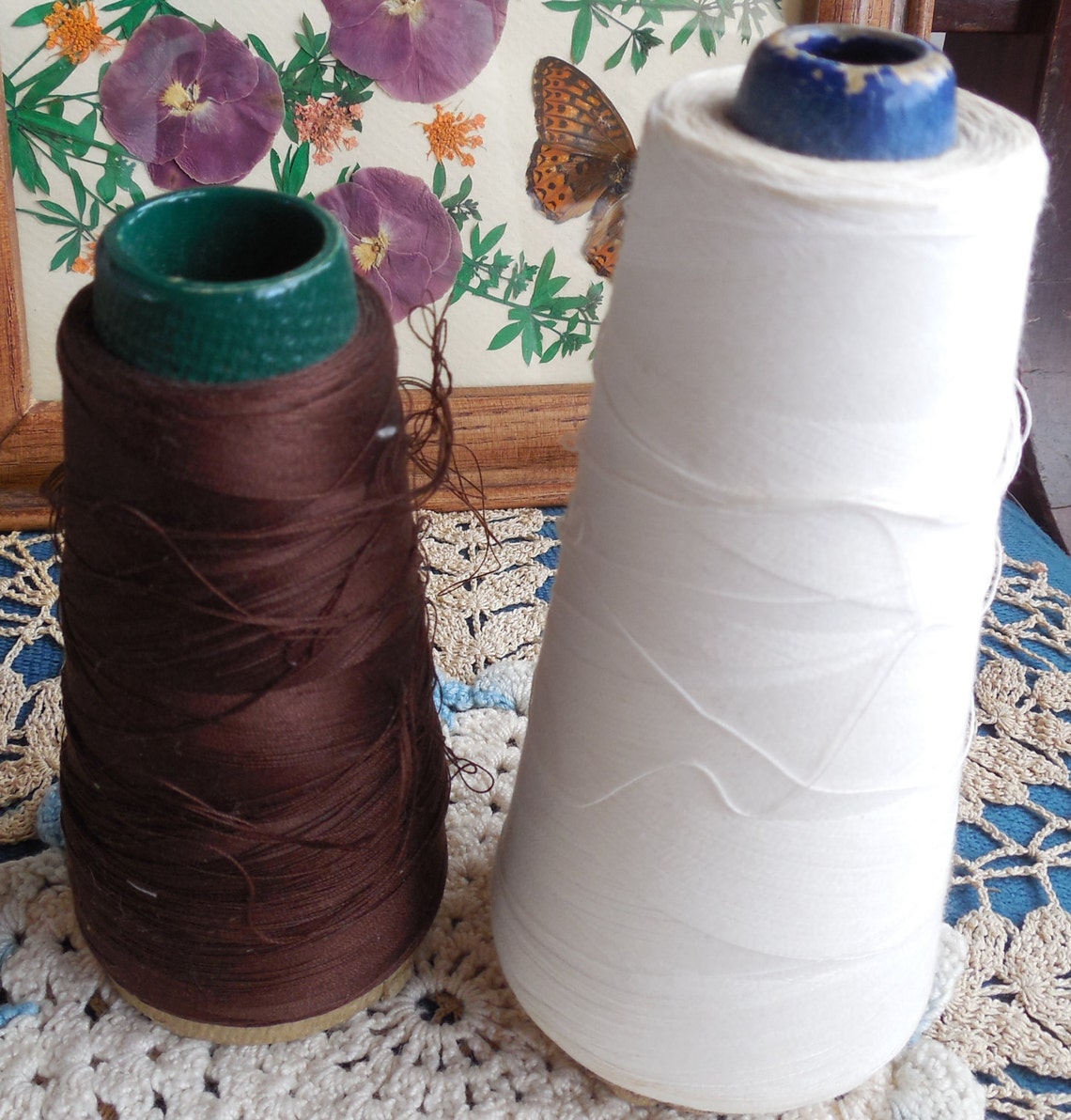 2 Large Spools of Thread-Walnut and Special White 15-Standard | Etsy