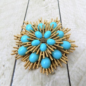 Avon Sunray Brooch, Turquoise Cabochons, Early Avon, 2 1/8 Brooch ...
