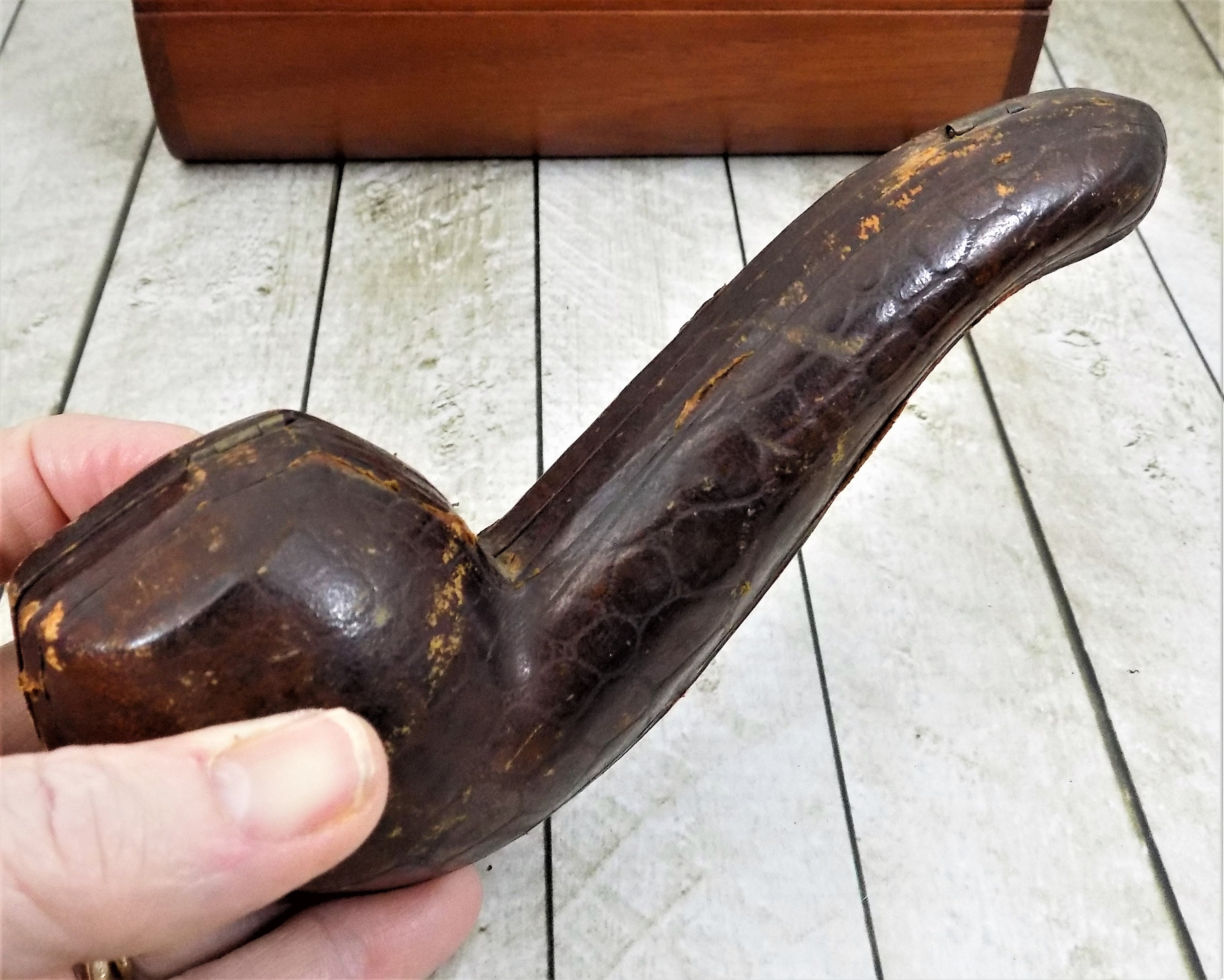 Vintage Leather Meerschaum Pipe Case, Reptile Design, Tobacciana - Etsy