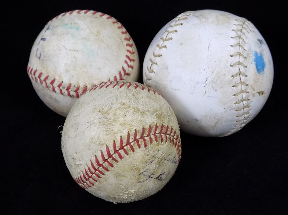 Softballs and Baseball 3 Sports Balls One Small Softball | Etsy