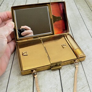 Marhill Carry All Compact, Gold Tone, Art Deco Style, Brazilian Chain ...