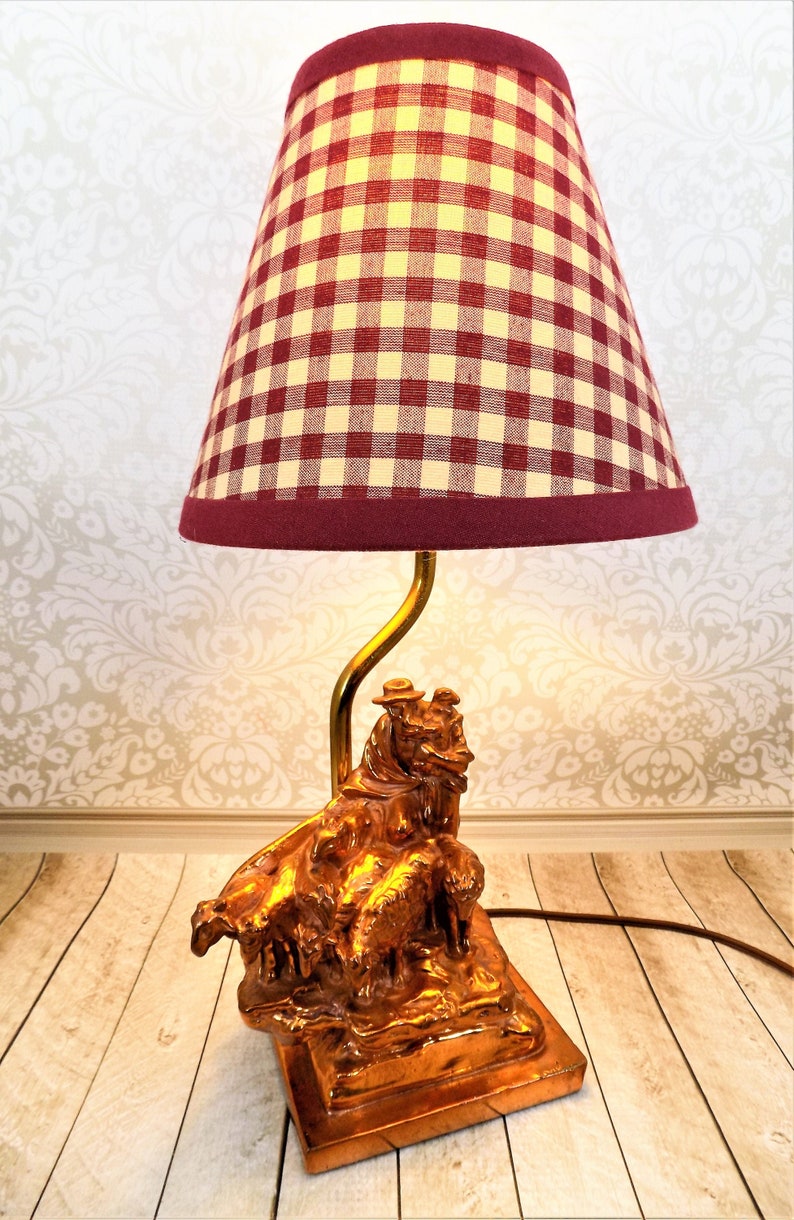 Copper Clad Lamp Shepherd and Sheep Table Lamp Caring - Etsy