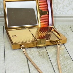 Marhill Carry All Compact, Gold Tone, Art Deco Style, Brazilian Chain ...