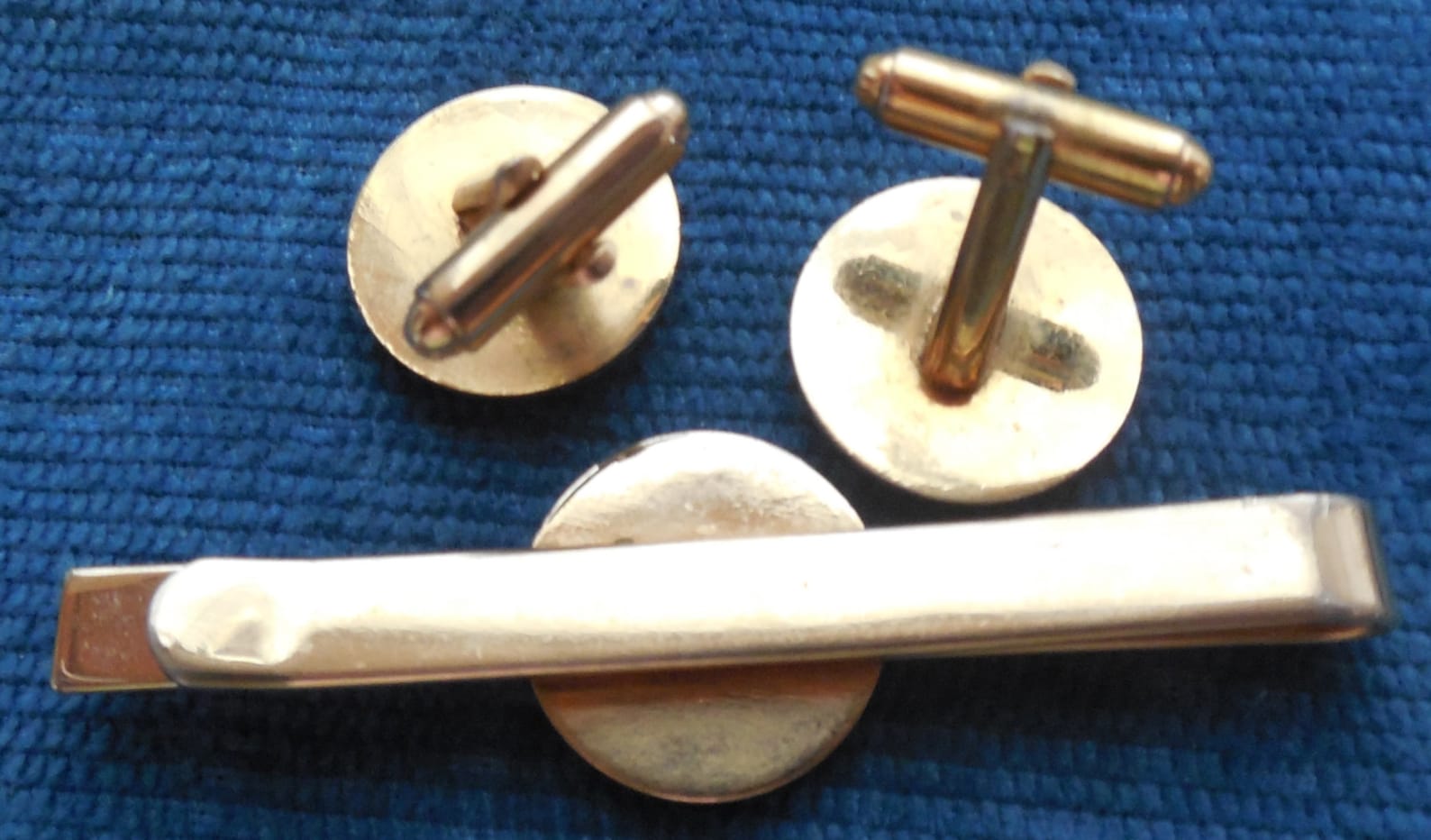 Tie Clip Cufflinks Set Gold Tone 2 1/2 Tie Bar With - Etsy
