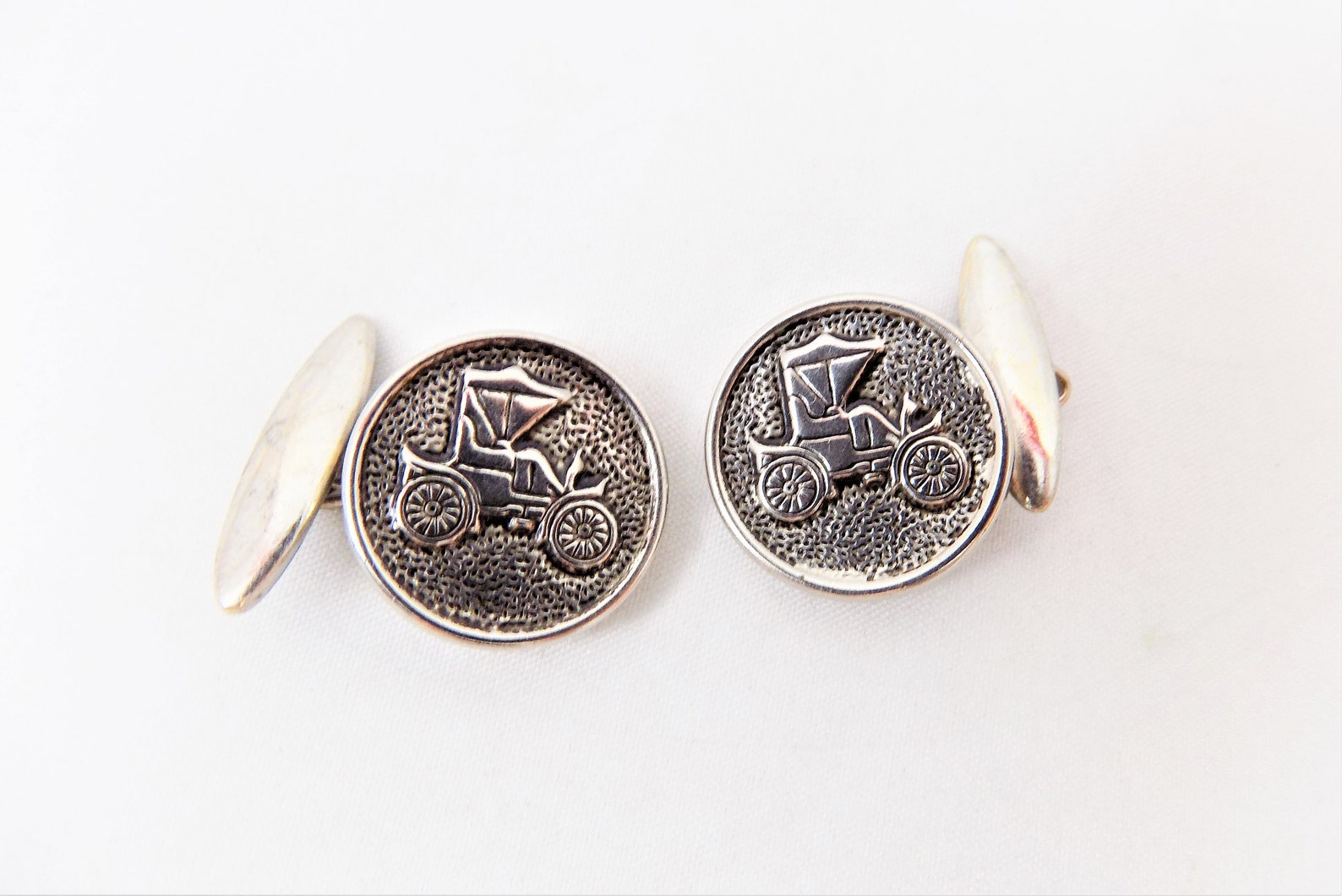 Antique Car Cufflinks, Silver Tone, Blackened, Early 1900s Coupe, Car ...
