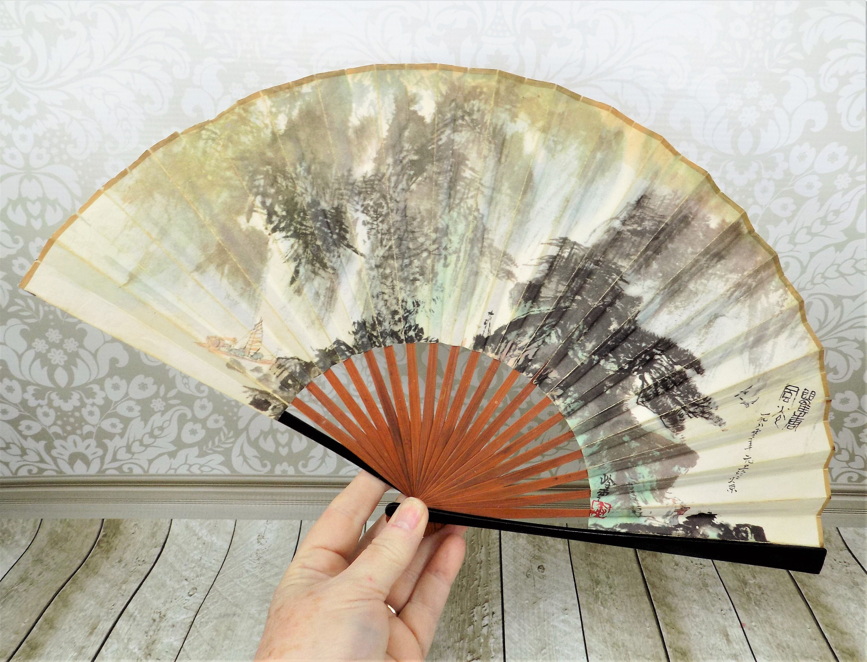 Painted Folding Fans Chinese Origin Advertising | Etsy
