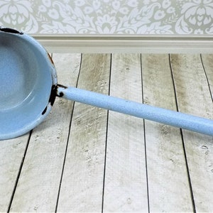 Blue Enamel Ladle, Vintage Enamelware, Round Ladle, Water Dipper ...
