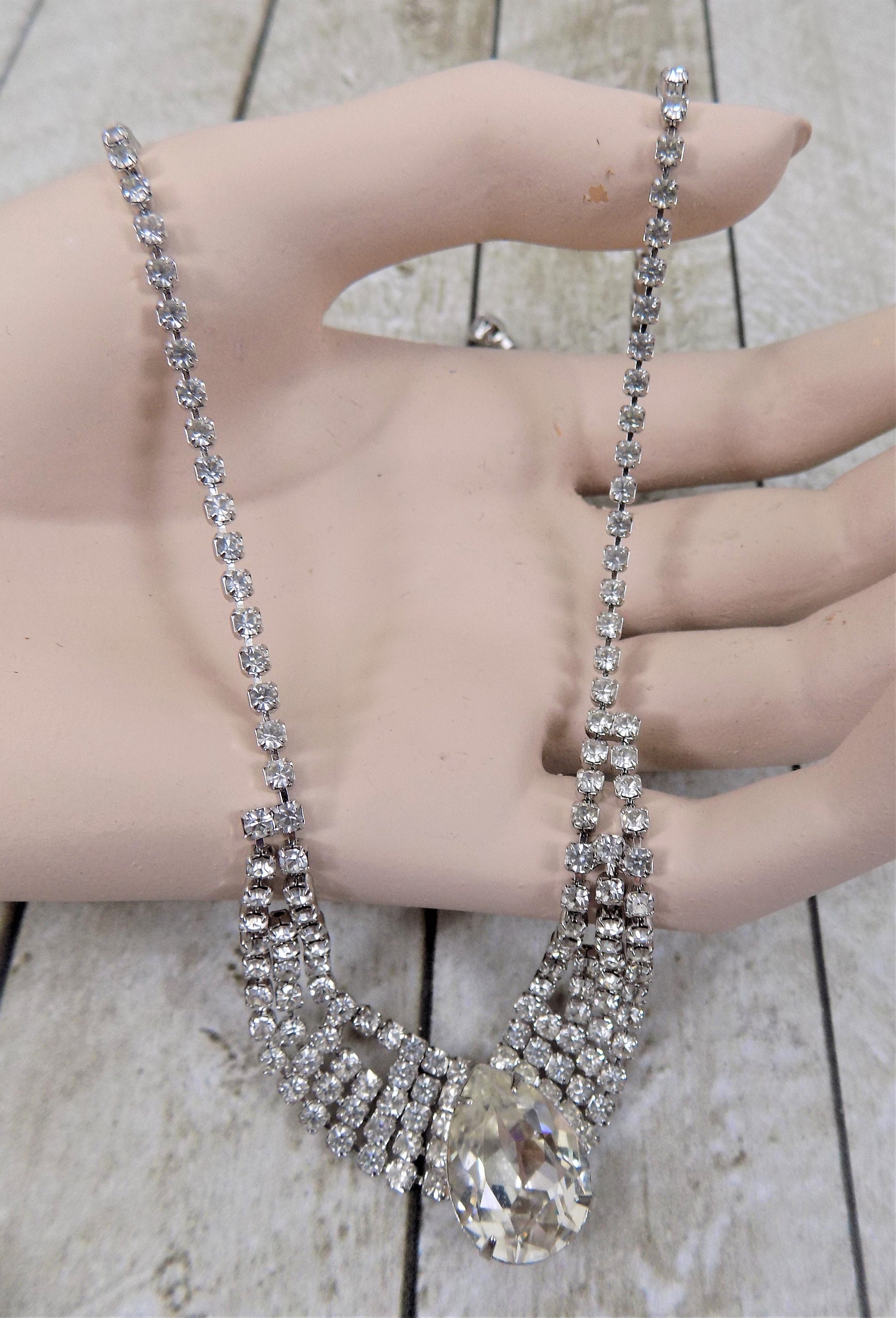 Eisenberg Ice Necklace Clear Crystal Stones Wedding Jewelry | Etsy