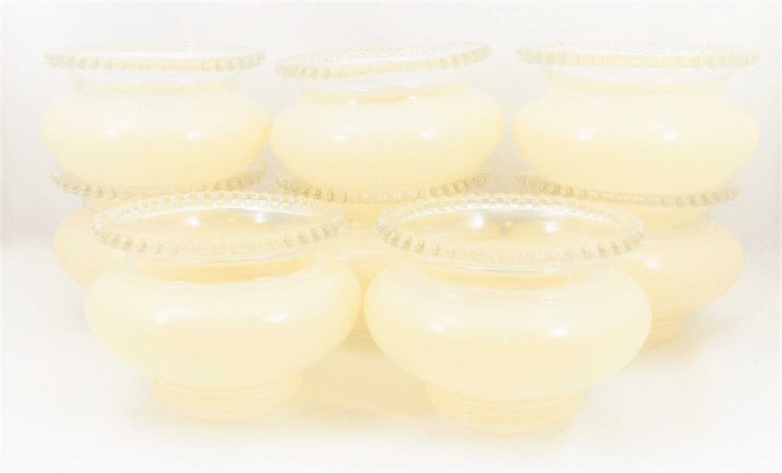 Chandelier Glass Shade Beaded Edge Cream Painted 1 - Etsy