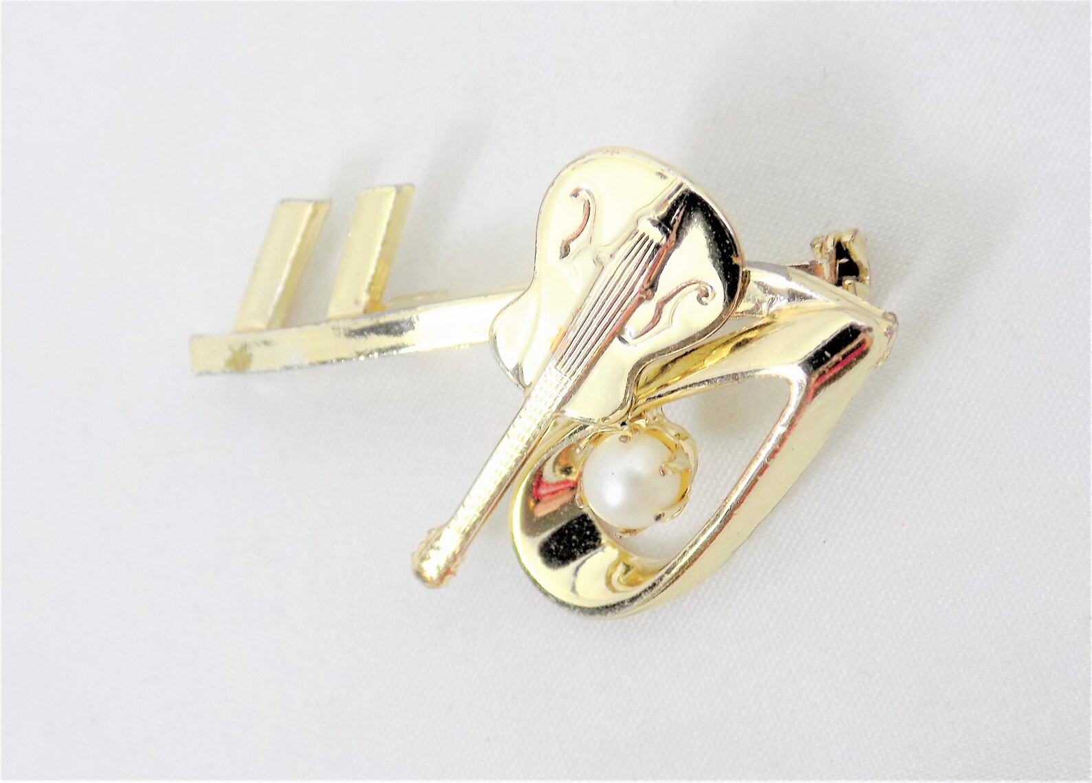 Mamselle Musical Brooch Music Note Guitar Pearl Gold | Etsy