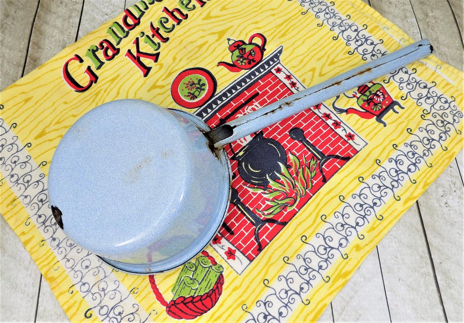 Blue Enamel Ladle Vintage Enamelware Round Ladle Water - Etsy