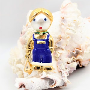 Bijoux Stern Boy Brooch, Blue Overalls, Enamel, Stern From Paris ...