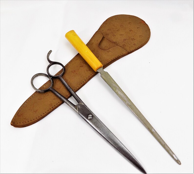 Bakelite Letter Opener Clauss Scissors Leather Sheath Desk | Etsy