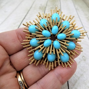 Avon Sunray Brooch, Turquoise Cabochons, Early Avon, 2 1/8 Brooch ...