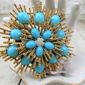Avon Sunray Brooch, Turquoise Cabochons, Early Avon, 2 1/8 Brooch ...