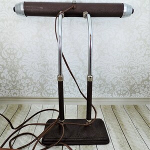 Fluorescent Desk Lamp, Brown Metal, Single Bulb, Push Button Switch ...